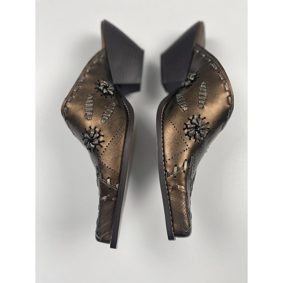 Sundance | Shoes | Sundance Brown Gold Elain Mule Western Wedge Heel ...